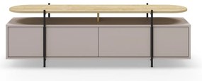 Šedo-béžový TV stolek v dekoru dubu 160x48 cm Hinoa – Marckeric