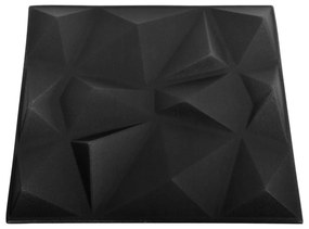3D nástěnné panely 24 ks 50 x 50 cm diamant černé 6 m²,  150915