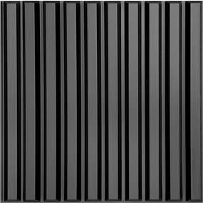 Obkladové panely 3D PVC SLATS černý rozměr 500 x 500 mm, tloušťka 1 mm,