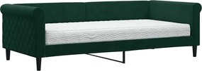 Válenda s matrací tmavě zelená 90 x 200 cm samet 3197749