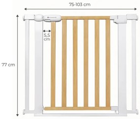 KINDERKRAFT - Bezpečnostní zábrana LOCK&GO 75-103 cm borovice