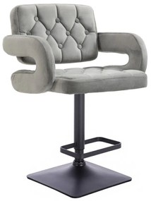LuxuryForm Barová židle  ADRIA VELUR na černé podstavě - šedá