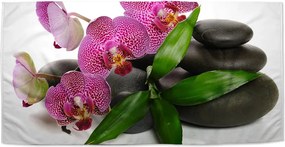 Sablio Ručník Orchideje a kameny - 70x140 cm