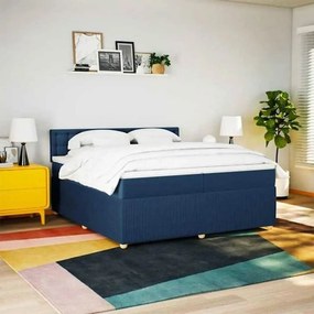 Box spring postel s matrací modrá 200x200 cm textil 3289883