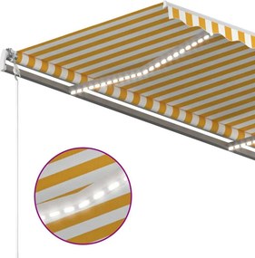 Ručně zatahovací markýza s LED světlem 450 x 350 cm žlutobílá 3069003