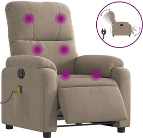 Elektrické masážní polohovací křeslo taupe látka z mikrovlákna 3204922