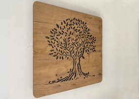 Li-Go "Dub" světelný obraz s baterií 62x62cm varianta: ovládání na obraze včetně dálkového ovladače, provedení: černá s patinou