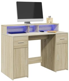 Psací stůl s LED dub sonoma 120 x 55 x 91 cm kompozitní dřevo 3309413