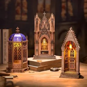 RoboTime 3D dřevěná skládačka Katedrála Twin Tower / 3D puzzle / LED o