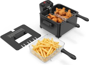 Costway Fritéza 1700 W elektrická fritéza 5 L fritovací hrnec s 1 velkým a 2