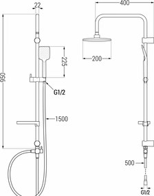Mexen sprchový set X62 s horní hlavicí 20x20 cm, chromová, 798626291-00