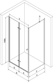 Mexen Lima sprchový kout 110x90 cm, průhledná, černá, 856-110-090-70-00