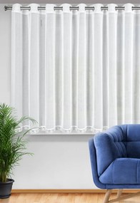 KRÁTKÁ ZÁCLONA NA KROUŽCÍCH SUZAN 350X140 CM BÍLÁ