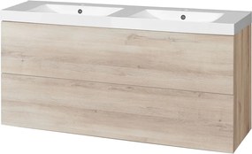 Mereo Mereo, Aira, koupelnová skříňka s umyvadlem z litého mramoru 121 cm, bílá, dub, šedá, CN723M