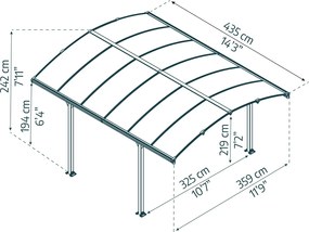 Palram - Canopia Arcadia 4300 - hliníkový (montovaný) přístřešek s obloukovou střechou