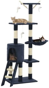 Škrabadlo pro kočky se sisalovými sloupky 138 cm tmavě modré 170582