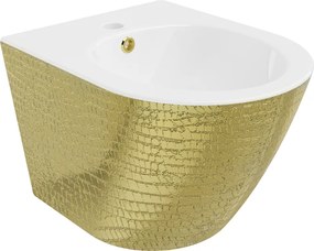 Mexen Lena, závěsný bidet 480x370x325 mm, bílá - zlatý vzor, 35224808