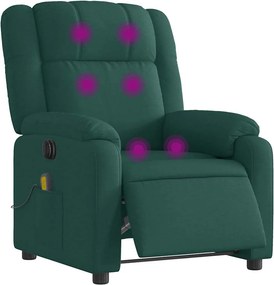 Elektrické masážní polohovací křeslo tmavě zelené textil 3205196