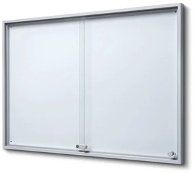 Interiérová informační vitrína s posuvnými dveřmi SLIM 8 x A4 - plechová záda, hliník