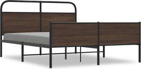 Kovový rám postele bez matrace hnědý dub 150 x 200 cm 3318708