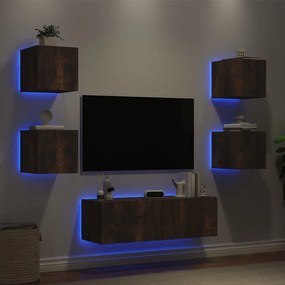 vidaXL 5dílná obývací stěna s LED osvětlením [3216864] Barva: hnědý dub