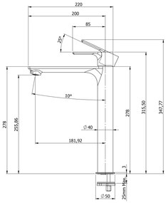 Sapho, PAX stojánková umyvadlová baterie vysoká bez výpusti, prodloužená hubice, chrom, XA07