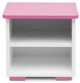 Noční stolek PABIS -bílá/růžová