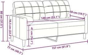 2místná pohovka s polštáři hnědá 140 cm samet 3278226