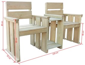 2místná zahradní lavice 150 cm impregnované borové dřevo - Default Title