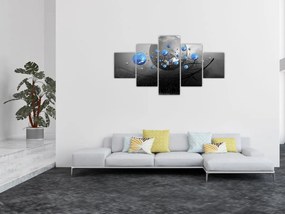Obraz modrých abstraktních koulí (125x70 cm)
