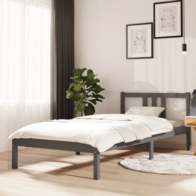 Rám postele šedý masivní dřevo 90 x 200 cm - Default Title