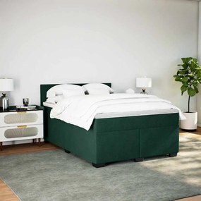 Box spring postel s matrací tmavě zelená 160x200 cm samet 3288651