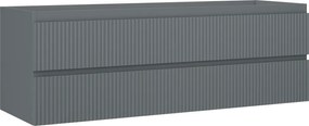 Mexen Rivel, koupelnová skříňka pod umyvadlo 140 cm, 2 zásuvky, drážkovaná, grafitová matná, 91A20-14047-2-BFF66
