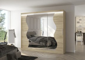 Posuvná skříň se zrcadlem a LED osvětlením SHARON 250