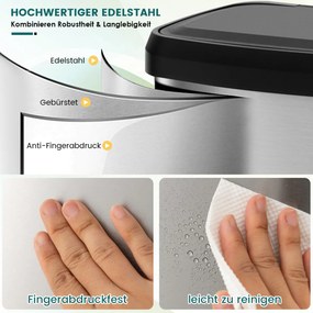 Costway Kuchyňský odpadkový koš 68 l s měkkým zavíracím víkem a deodorizační