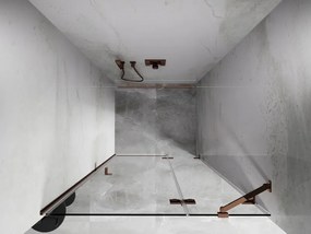 Mexen Lunar, pravé otočné sprchové dveře 75 cm, 8mm čiré sklo, růžové zlato profil, 834-075-000-60-00-P