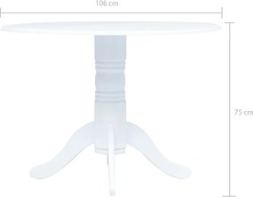 Jídelní stůl - masivní kaučukovník - bílý | 106 cm