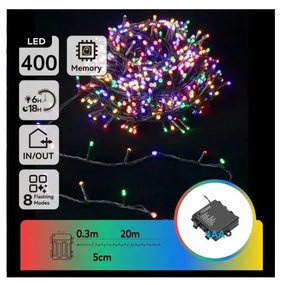 Aigostar - LED Venkovní vánoční řetěz 400xLED/8 funkcí 4xAA 20,3 m multicolor