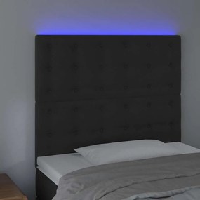 Čelo postele s LED černé 100x5x118/128 cm samet 3122902