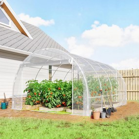 Skleník Polytunnel, průchozí skleník s pozinkovaným ocelovým rámem a krytem z PE odolným proti UV záření, průhledný
