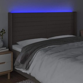 Čelo postele s LED taupe 163 x 16 x 118/128 cm textil 3124198