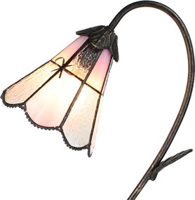 Stolní lampa Tiffany FlowerArc pink - 30*17*48 cm E14/max 1*25W