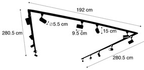 Moderní 1-fázový kolejnicový systém s 14 reflektory černý - Jeana