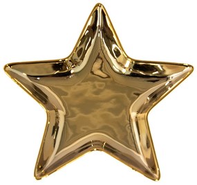 Zlatá keramická miska ve tvaru hvězdy Gold Star - 20*19*2 cm