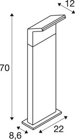 LA 1008726 ORDI II POLE 70, volně stojící svítidlo, úhlové, 2200/3000 K, IP65, černé - BIG WHITE (SLV)