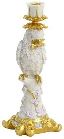 Zlatý antik svícen s papouškem Lora lilac - 12*11*29 cm