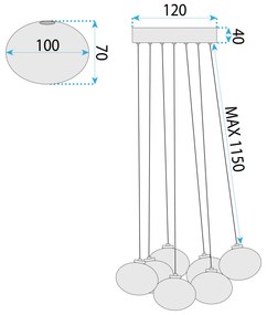 Toolight Závěsné osvětlení Modern D2 MS020-7CP černé