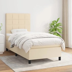 vidaXL Box spring postel s matrací 90x200 cm textil [3141748] Barva: krémová