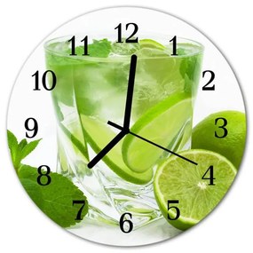 Nástěnné hodiny obrazové na skle - Limetkový nápoj