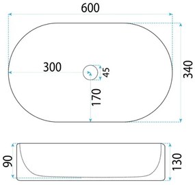 REA-U6526 - Umyvadlo na desku VANDA 34x60 cm keramika/lesklá bílá